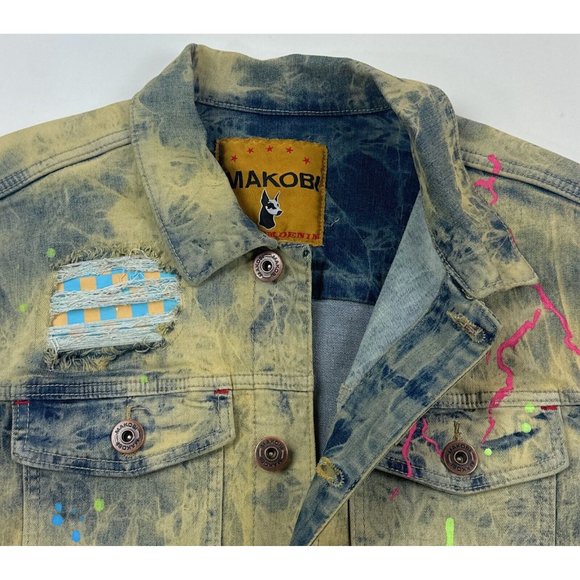 Makobi | Jackets & Coats | Makobi Mens Small Denim Jean Jacket Acid ...